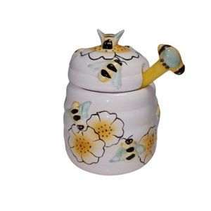 Accents | Ceramic Beehive Honey Pot With Honey Dipper Bee Finial Bee My ...